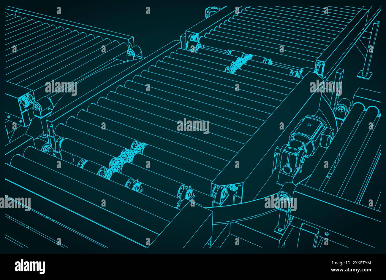 Turntable conveyor. Roller conveyor with a turntable section that ...