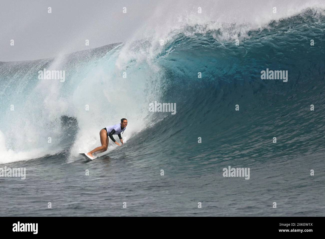 Spanish surfer Nadia Erostarbe takes part in a surfing training session ...