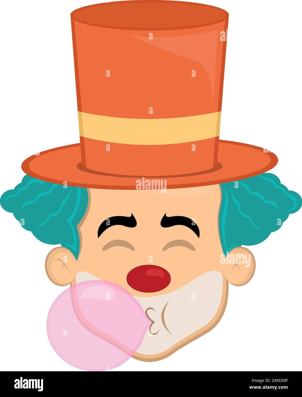 vector illustration face character clown cartoon, chewing and making ...