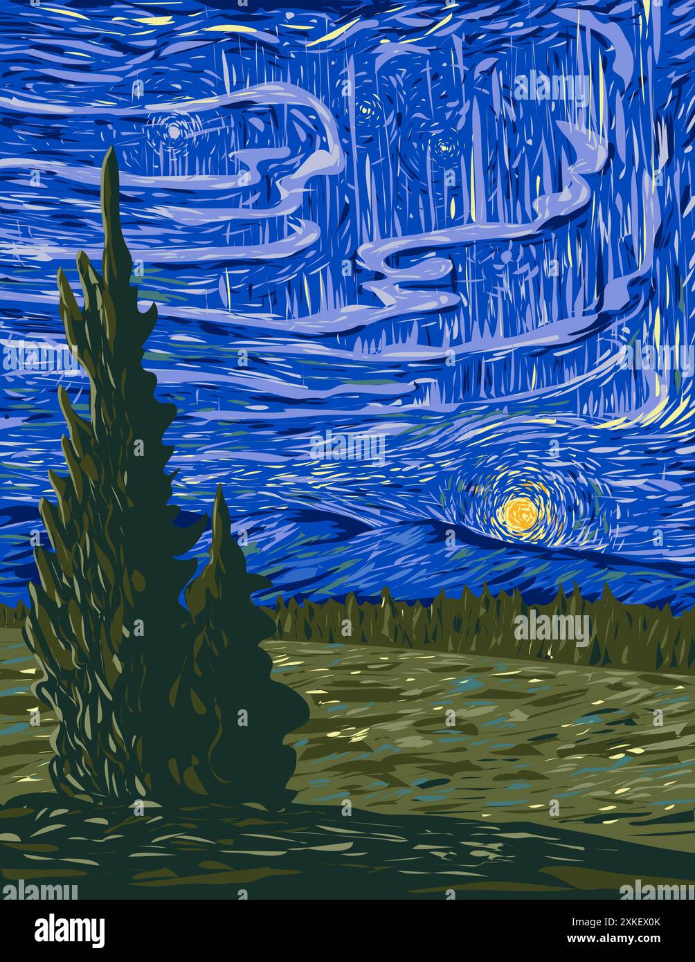 WPA poster art of northern lights in Wapusk National Park with starry ...