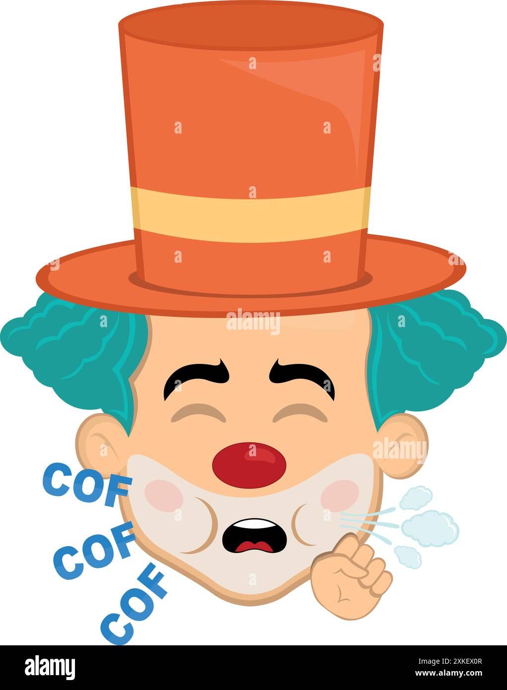 vector illustration face character clown cartoon coughing air with a COF COF text Stock Vector ...