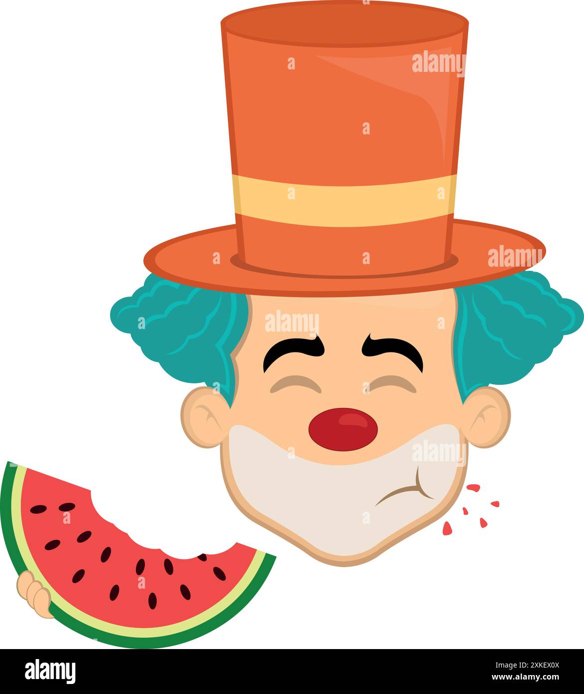 vector illustration face character clown cartoon eating watermelon ...