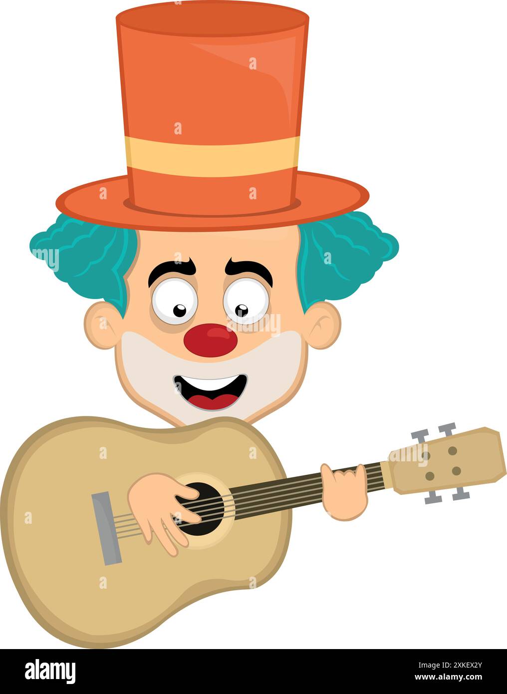 vector illustration face character clown cartoon playing musical ...