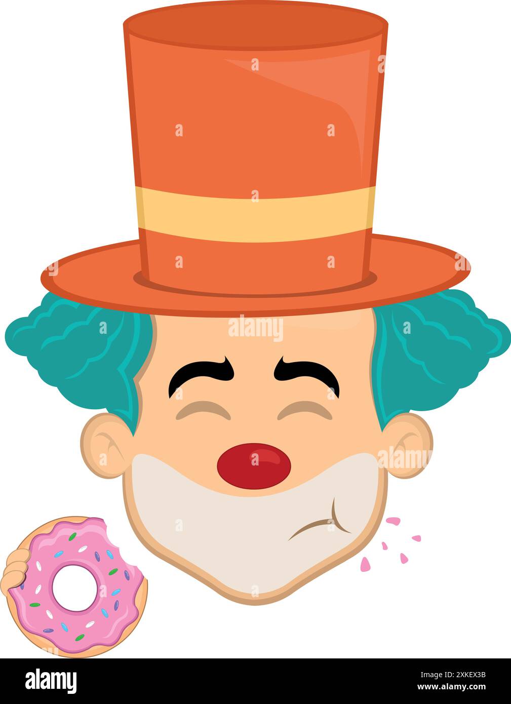 vector illustration face character clown cartoon eating raspberry snack ...