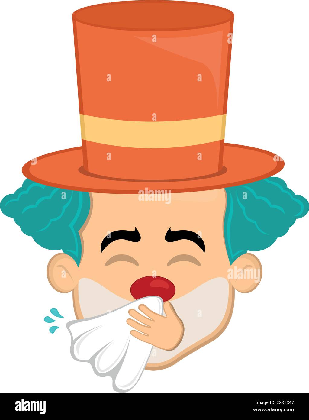 vector illustration face character clown cartoon sneezing with a nose handkerchief Stock Vector ...