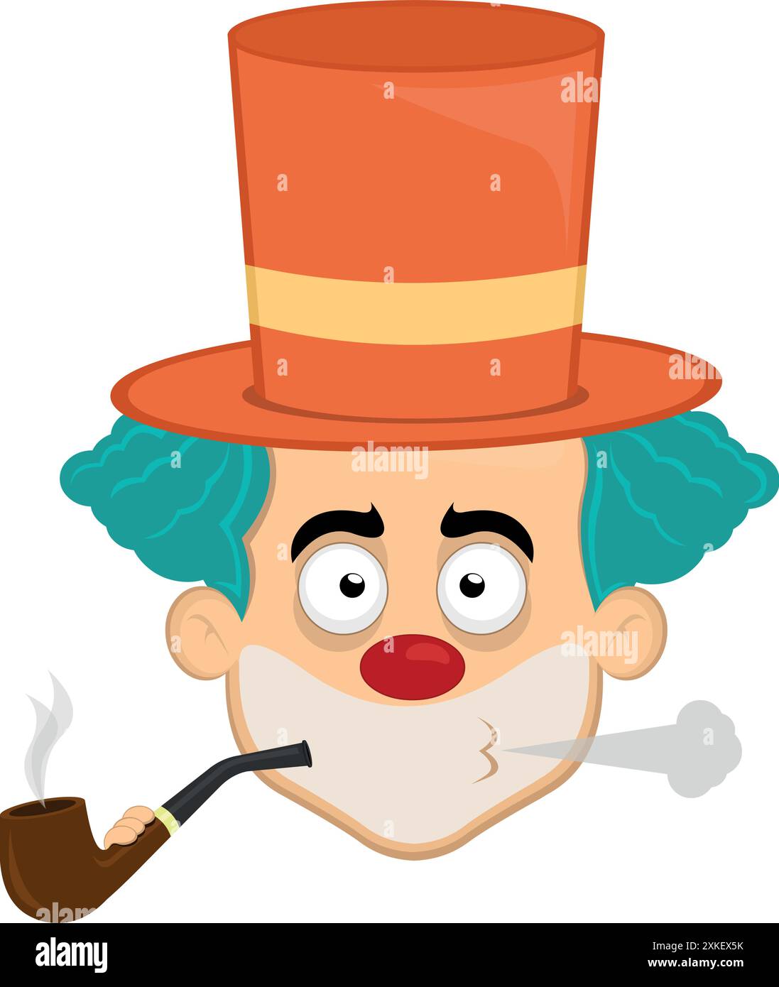 vector illustration face character clown cartoon smoking and exhaling ...