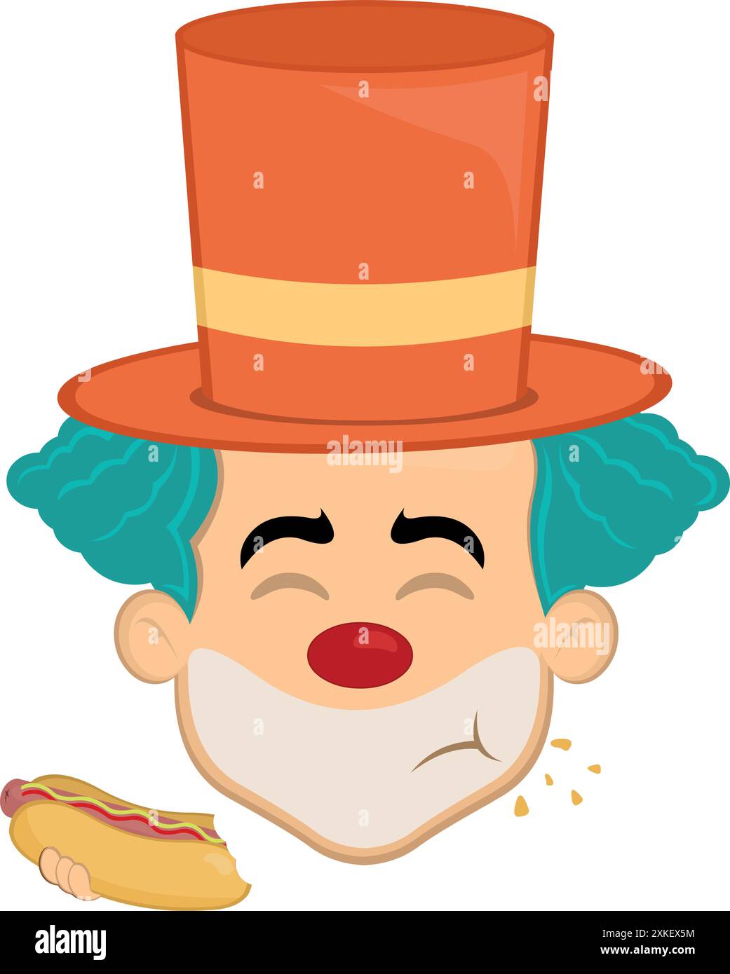 vector illustration face character clown cartoon eating fast food from ...