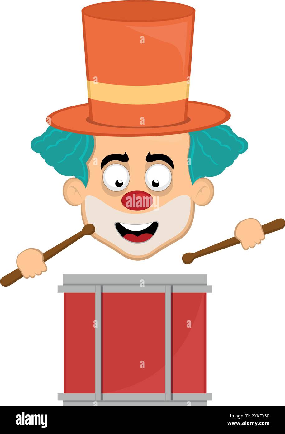 vector illustration face character clown cartoon with a drum and chopsticks Stock Vector Image ...