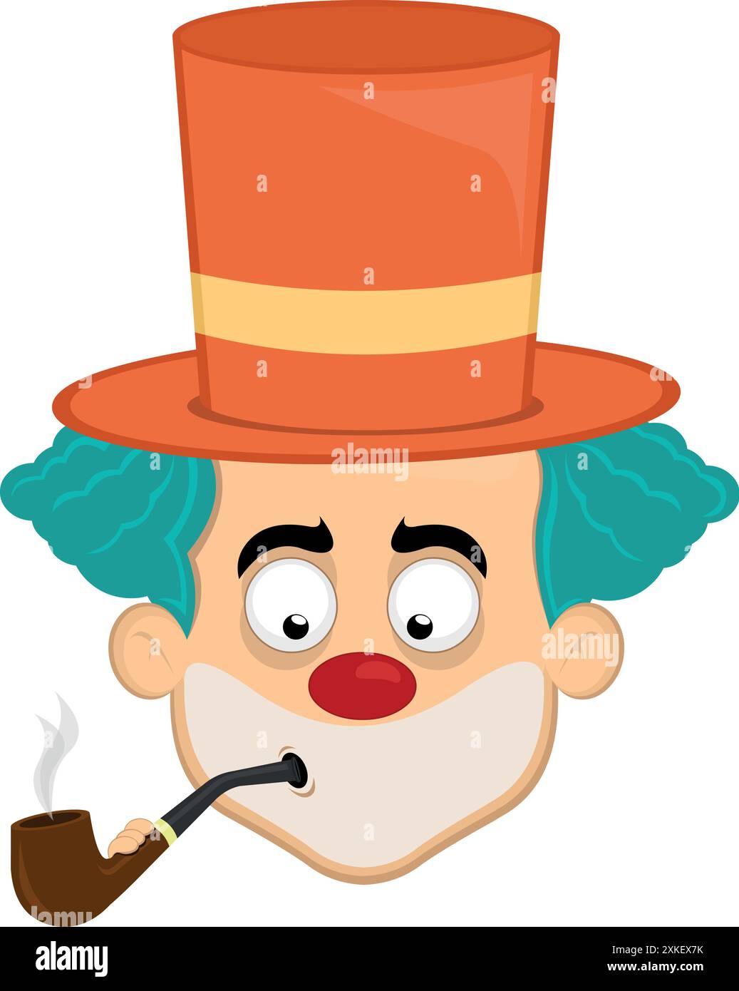 vector illustration face character clown cartoon smoking and inhaling pipe tobacco smoke Stock ...