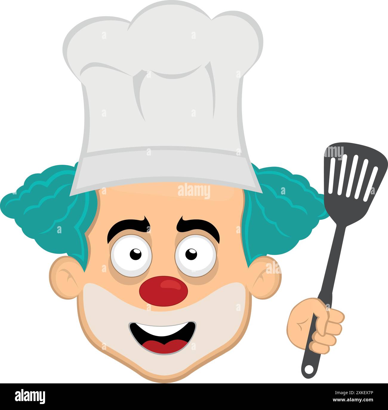 vector illustration face character clown cartoon with a chef hat and spatula Stock Vector Image ...