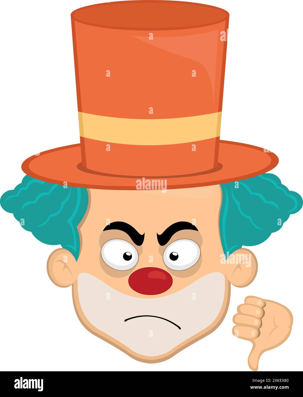 vector illustration face character clown cartoon, with thumb pointing ...