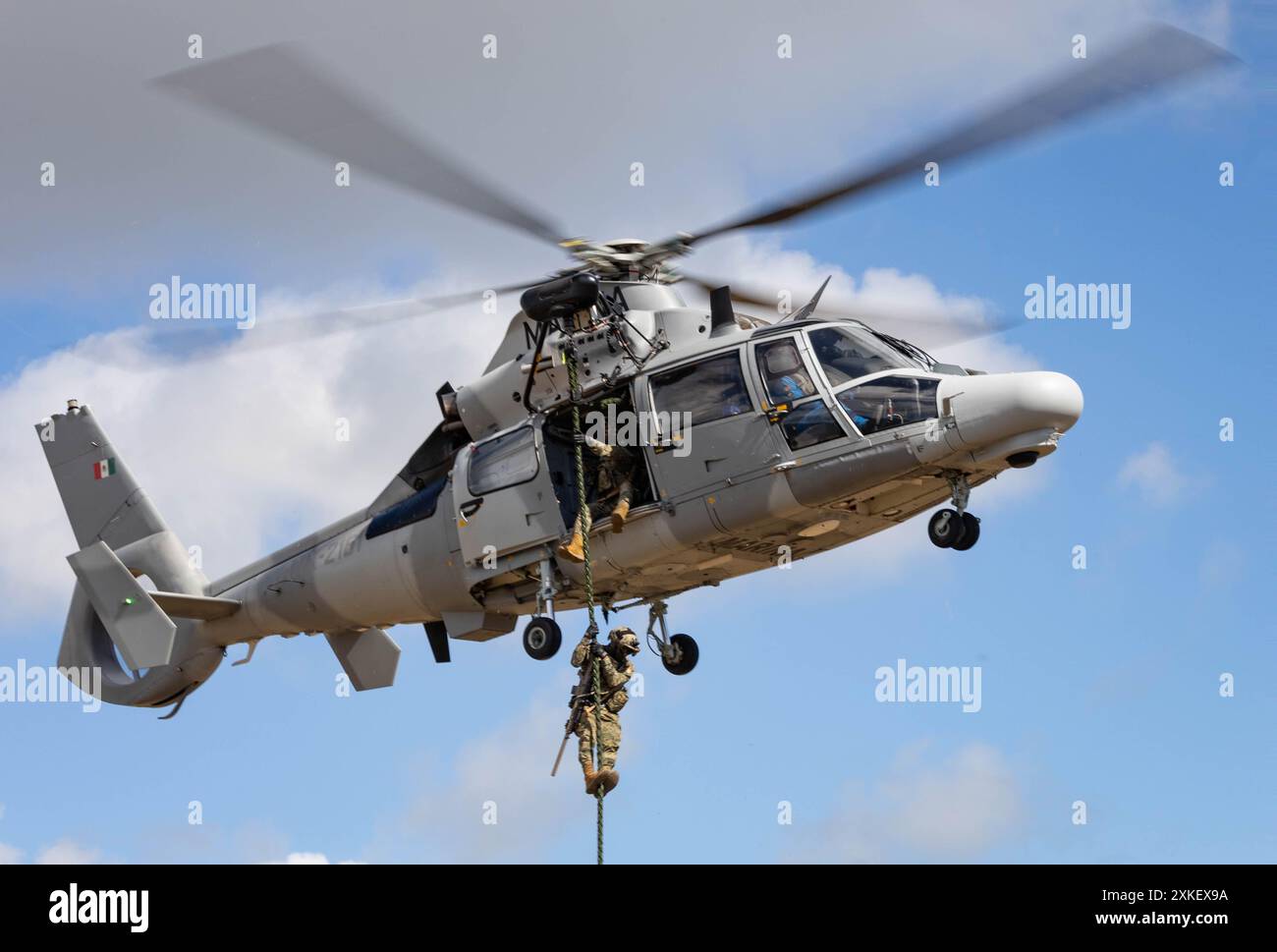 Mexican Naval Infantry Corps marines fast-rope out of a Mexican Navy ...