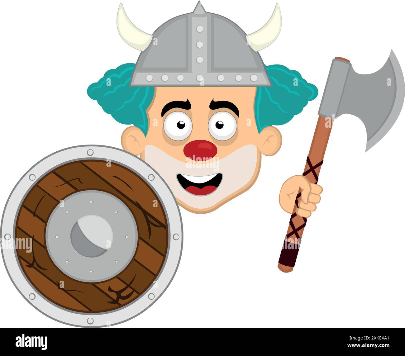 vector illustration face character clown cartoon with a helmet with ...