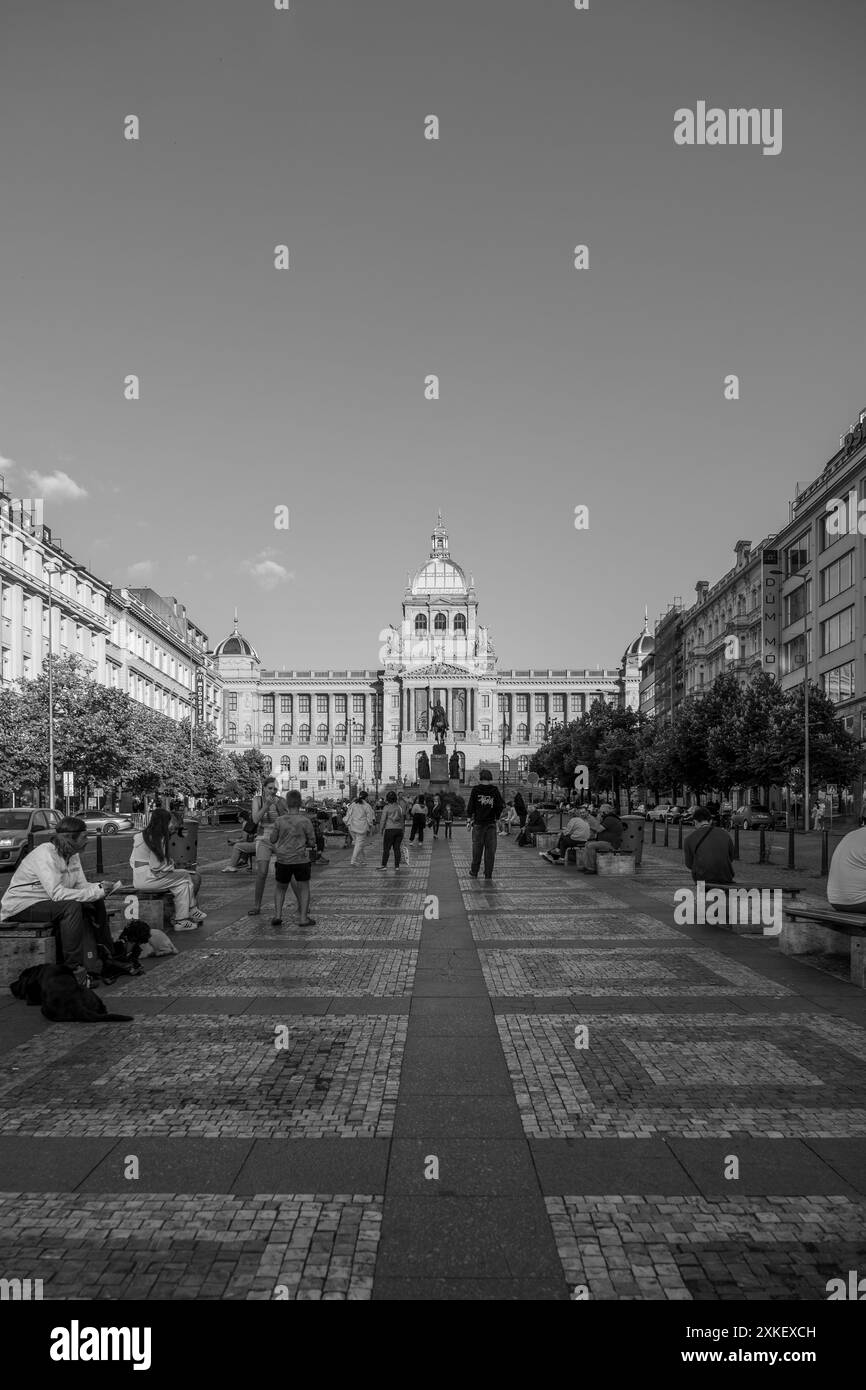 Prague, Czech Republic -7-2-2024: Wenceslas Square in Prague Stock ...