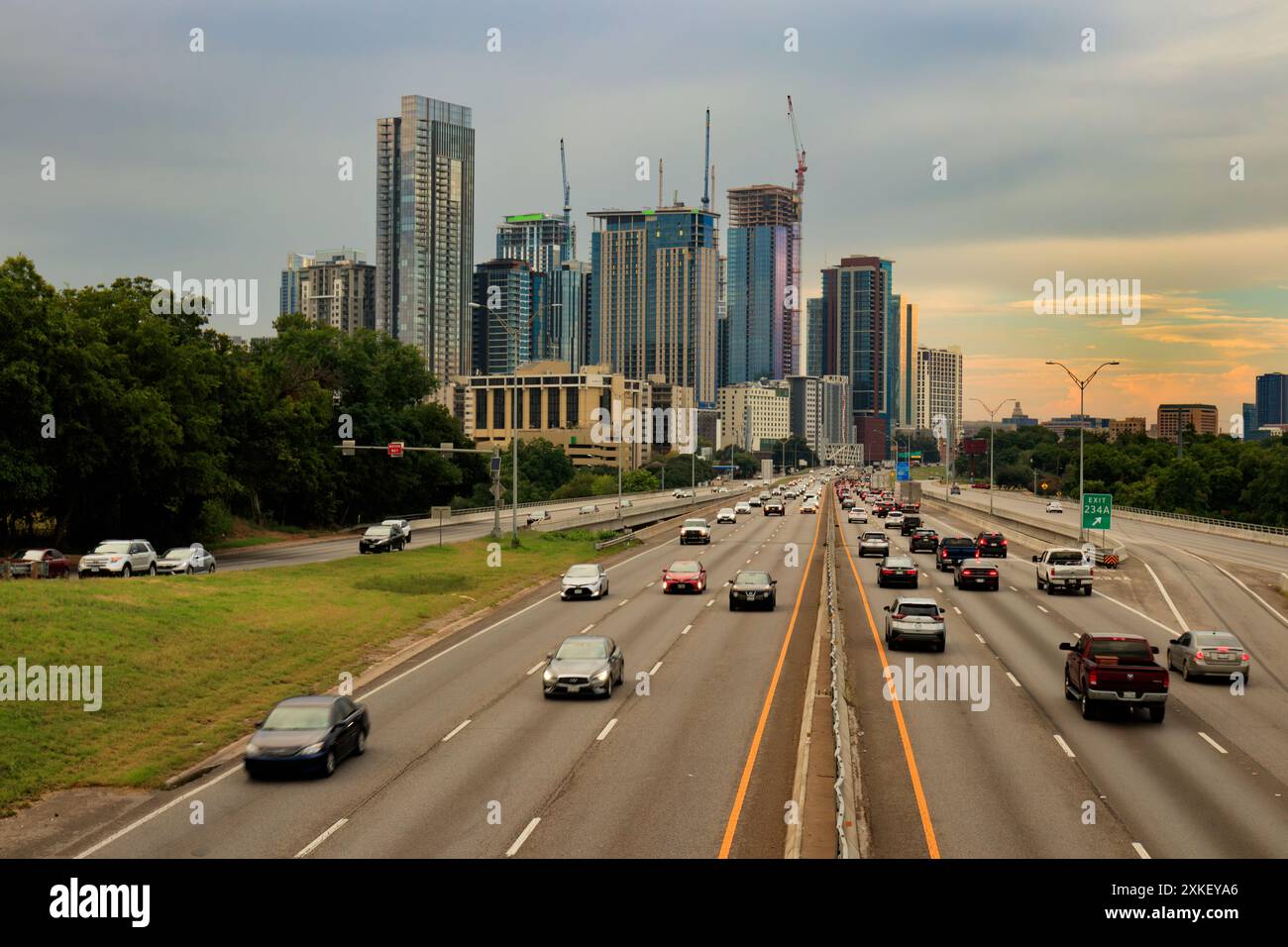 Cityscape and Traffic on a highway in Austin Texas Stock Photo - Alamy