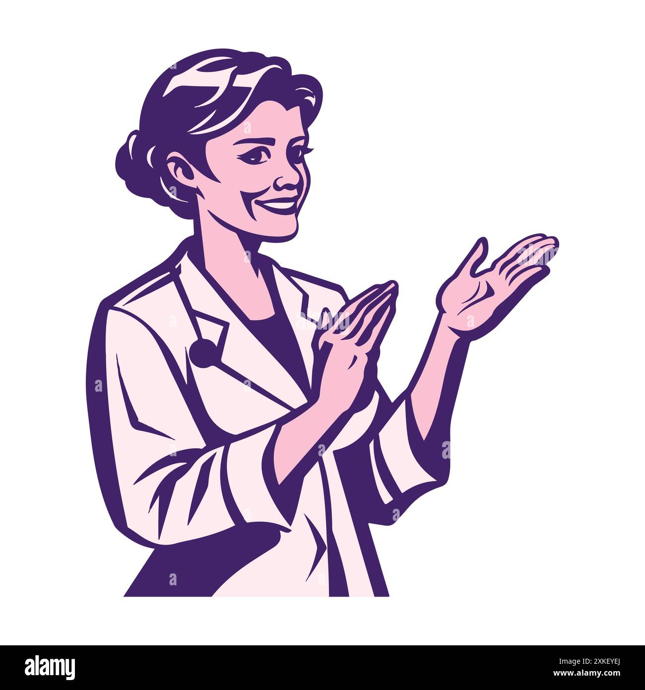 Cartoon woman clapping hands hi-res stock photography and images - Alamy