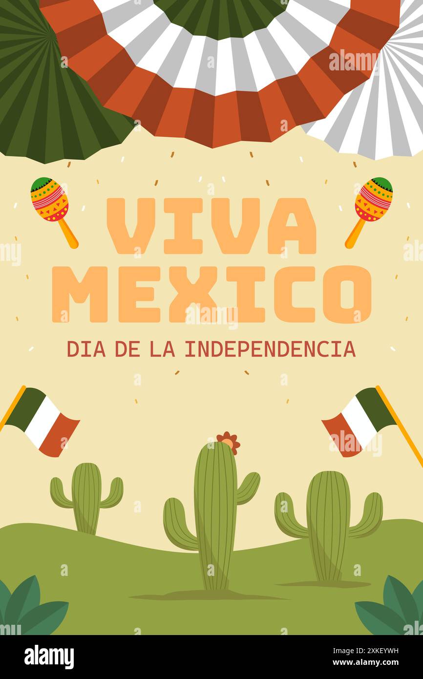 viva mexico independence day vertical banner illustration Stock Vector ...