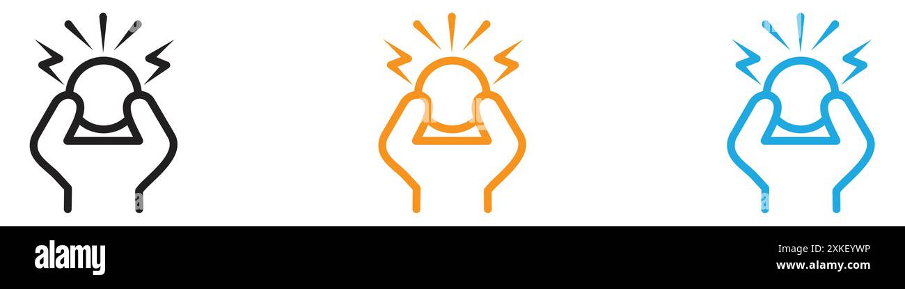 Anxiety icon vector logo set collection or bundle pack group Stock ...