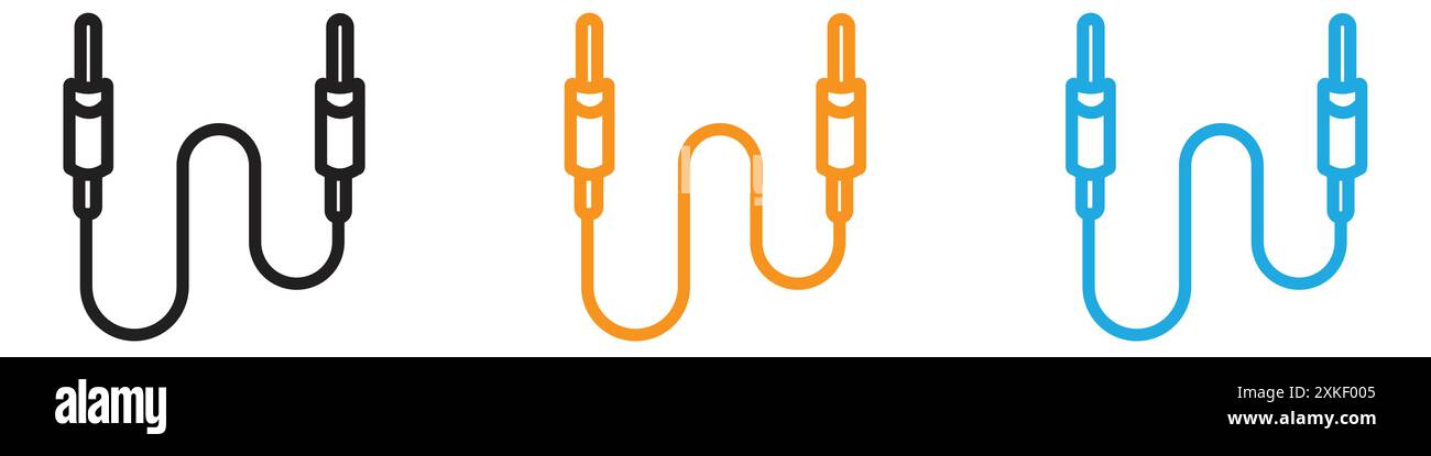 AUX cable icon vector logo set collection or bundle pack group Stock ...