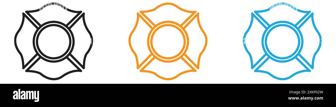 Blank Fire Department badge icon vector logo set collection or bundle ...