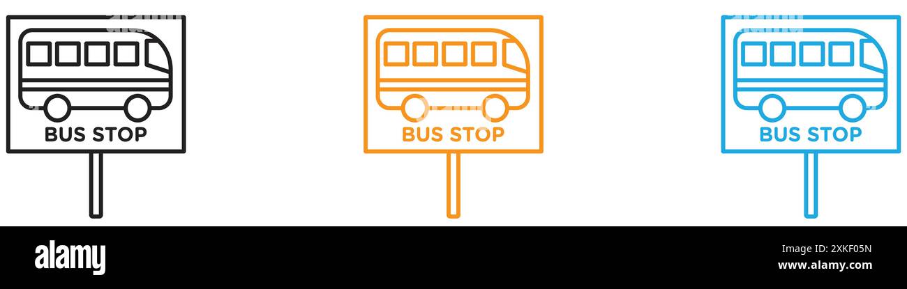 Bus stop stand icon vector logo set collection or bundle pack group ...