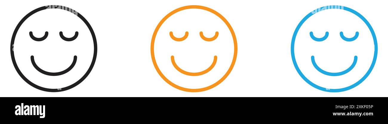 Calm Emoji icon vector logo set collection or bundle pack group Stock ...