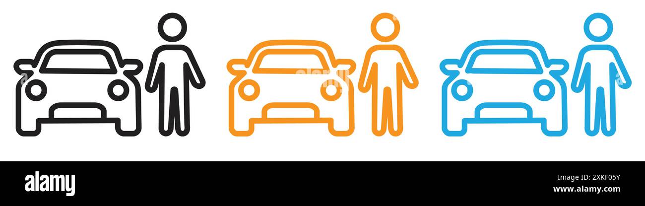 car driver icon vector logo set collection or bundle pack group Stock ...