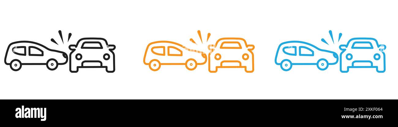car side crash icon vector logo set collection or bundle pack group Stock Vector Image & Art - Alamy