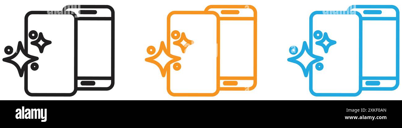 clean phone glass icon vector logo set collection or bundle pack group ...