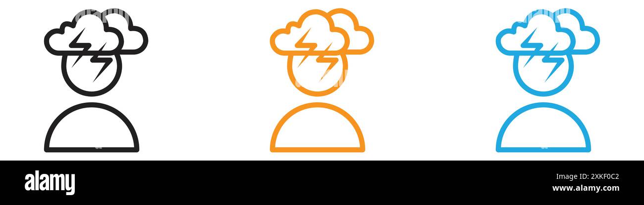 Depression icon vector logo set collection or bundle pack group Stock ...