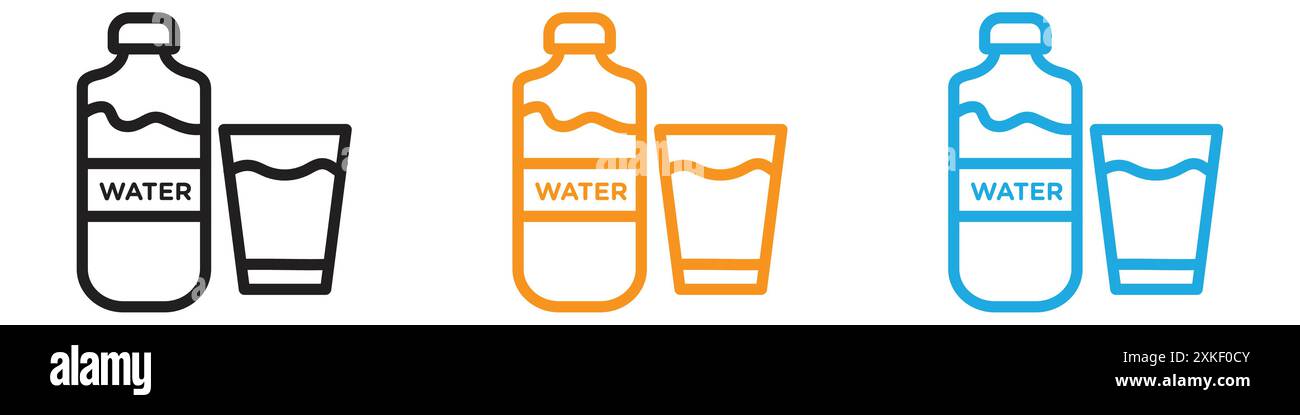 Drinking enough water icon vector logo set collection or bundle pack ...