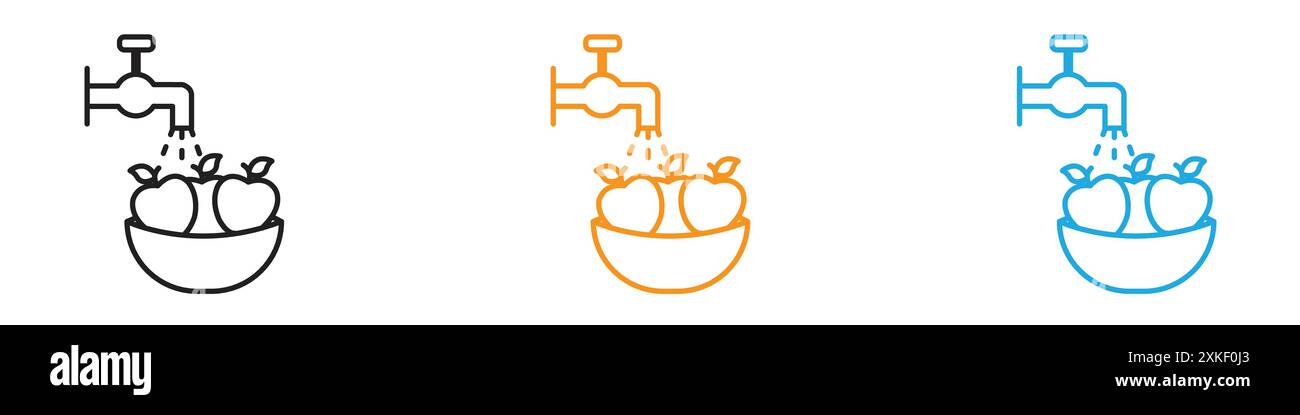 Fruits Washing icon vector logo set collection or bundle pack group ...