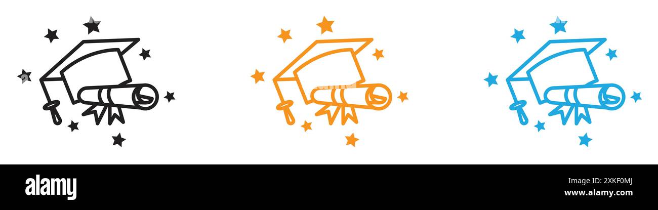 Graduation ceremony icon vector logo set collection or bundle pack ...