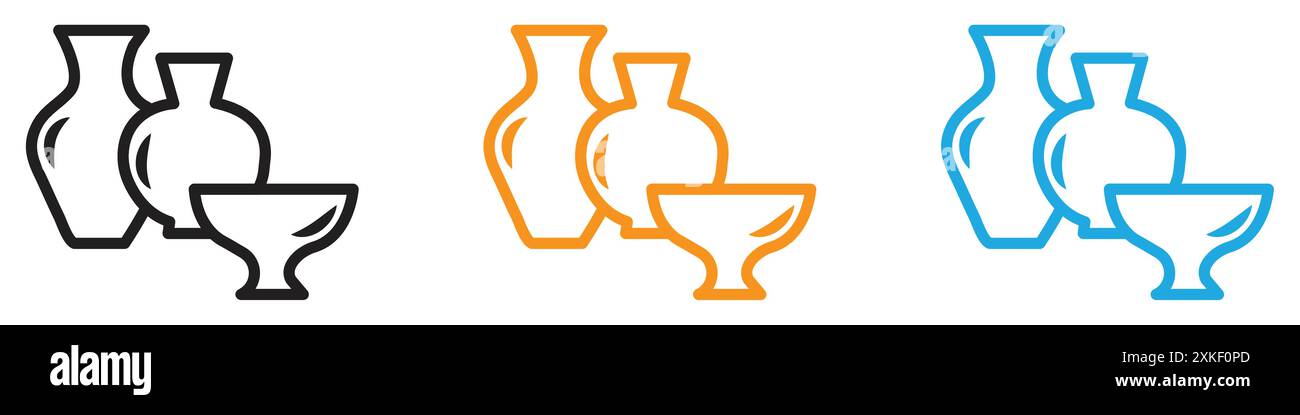 Handmade pottery icon vector logo set collection or bundle pack group ...