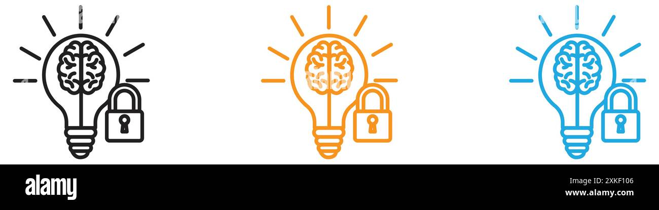 Intellectual property and copyright icon vector logo set collection or ...