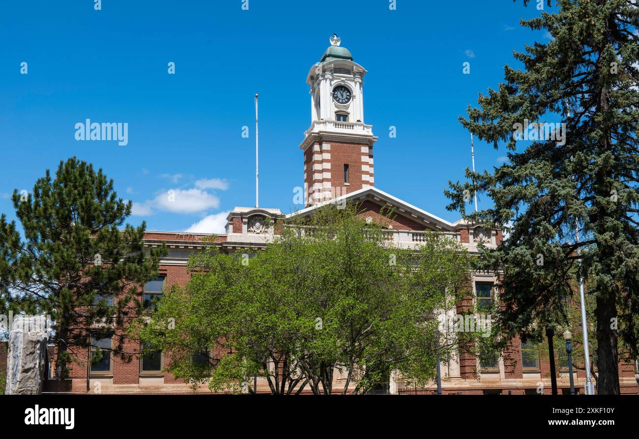 HIBBING, MN - 18 MAY 2024: City Hall Building with clock tower in ...