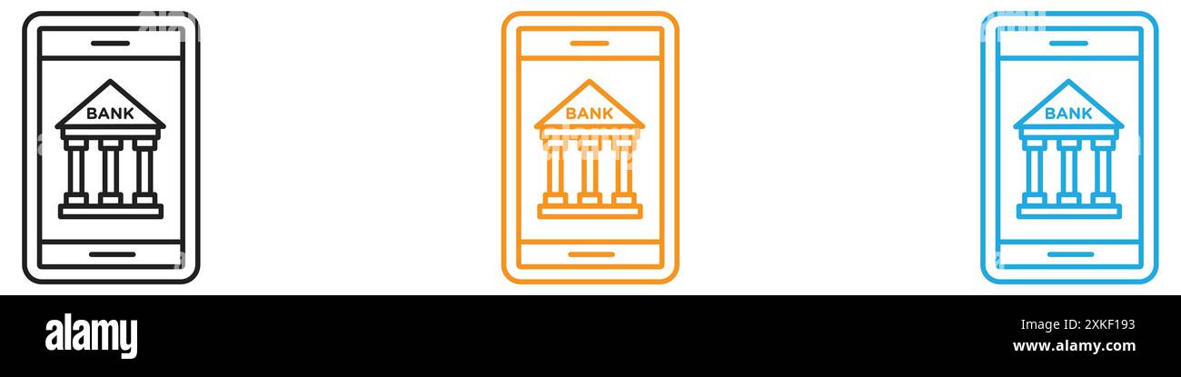 Mobile Bank icon vector logo set collection or bundle pack group Stock ...