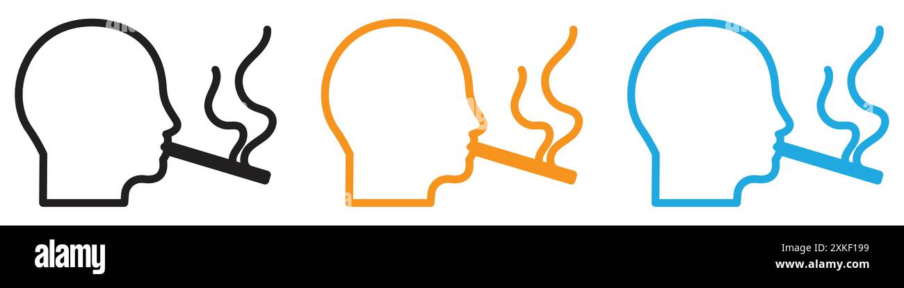 man smoking cigarette icon vector logo set collection or bundle pack ...