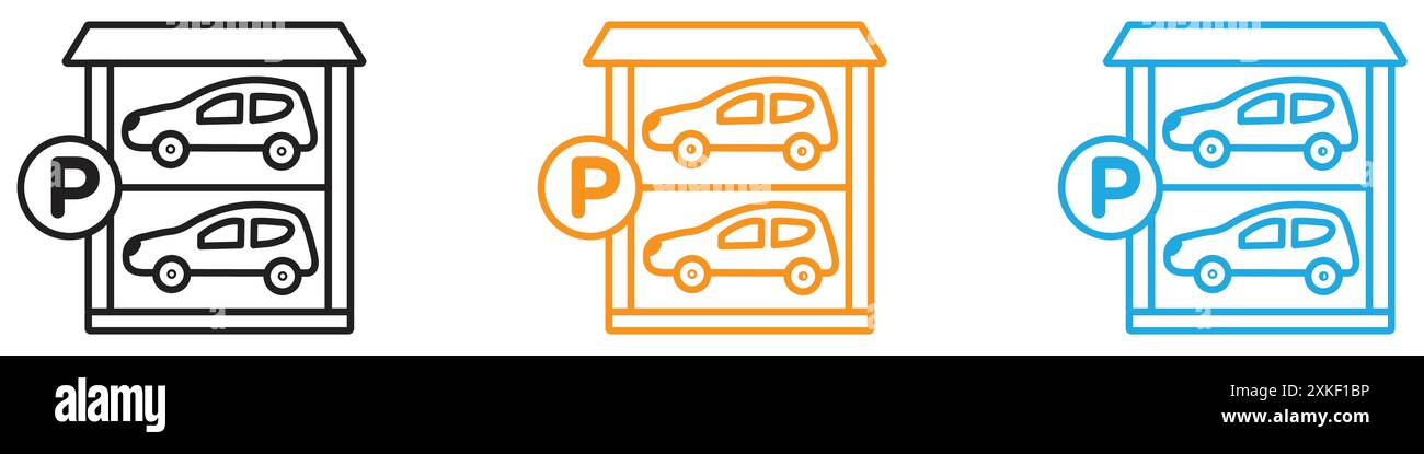 Multi Storey Parking icon vector logo set collection or bundle pack ...