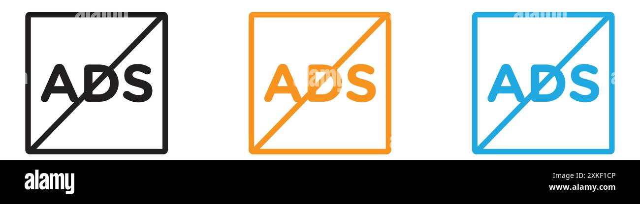 No ads icon vector logo set collection or bundle pack group Stock ...