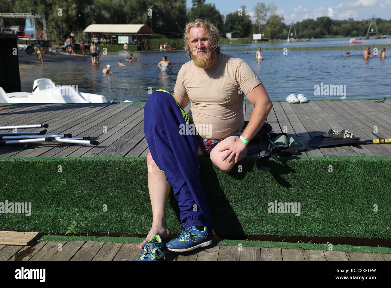 KYIV, UKRAINE - JULY 19, 2024 - A participant of the Veterans Picnic ...