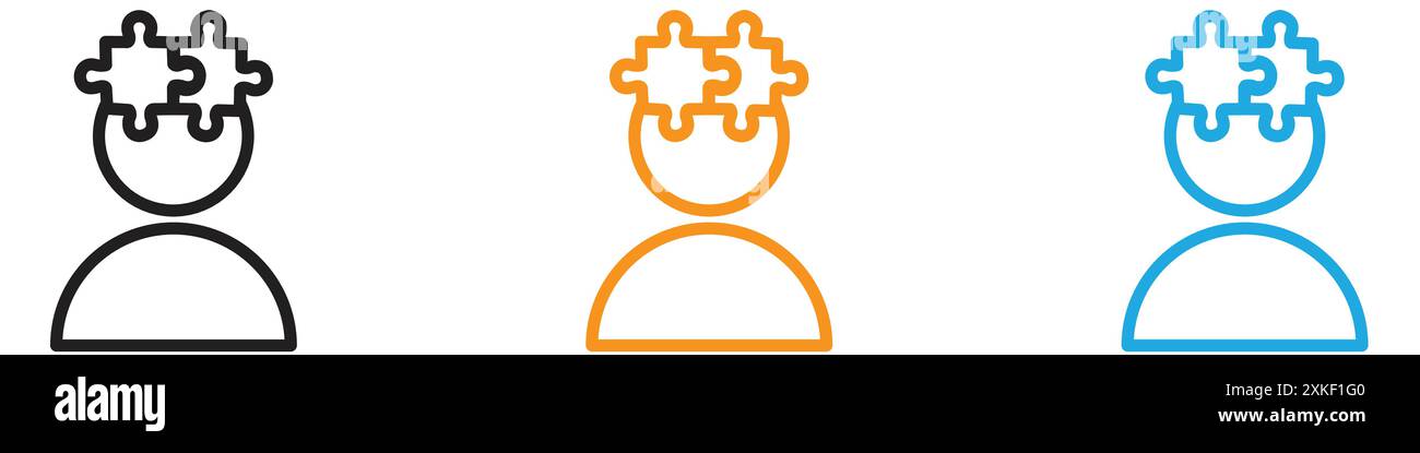 People head with puzzles icon vector logo set collection or bundle pack ...