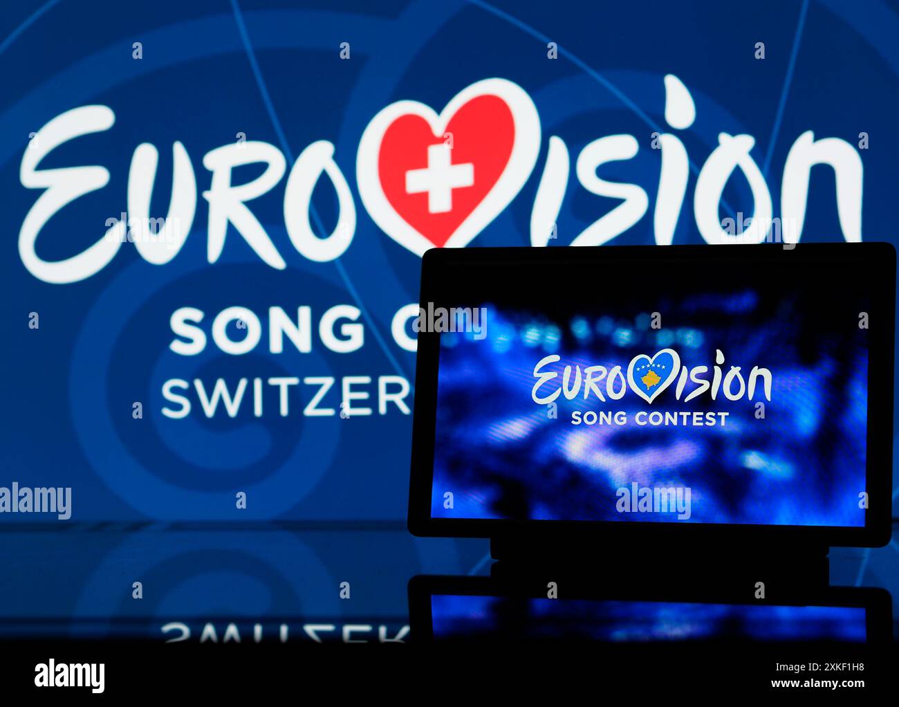 In this photo illustration, the Eurovision Song Contest 2025 logo seen ...