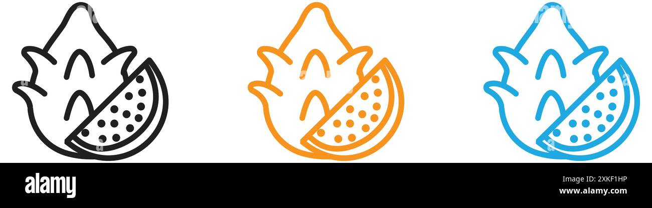 pitaya icon vector logo set collection or bundle pack group Stock ...