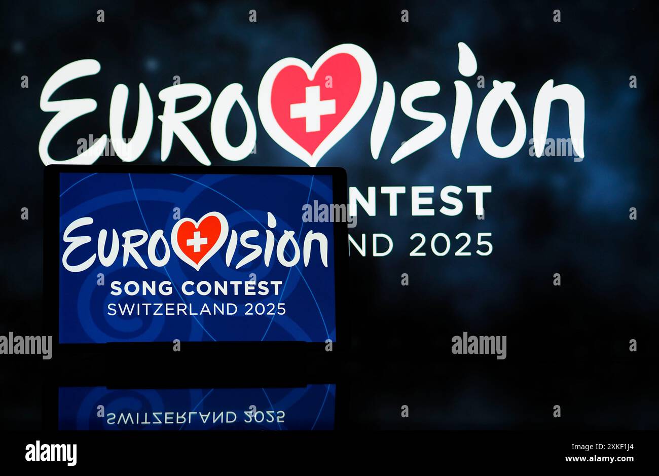 In this photo illustration, the Eurovision Song Contest 2025 logo seen ...