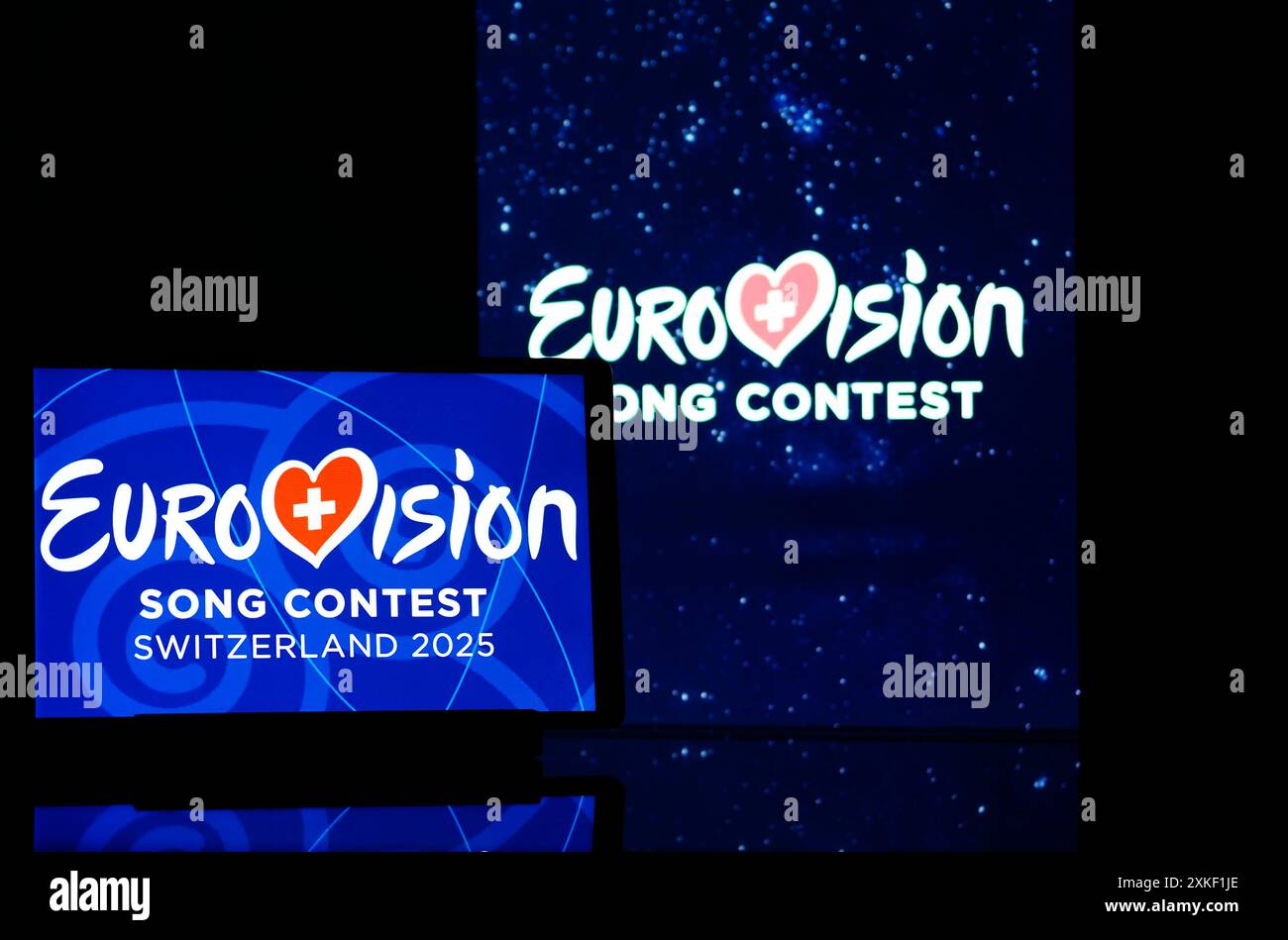 In this photo illustration, the Eurovision Song Contest 2025 logo seen ...