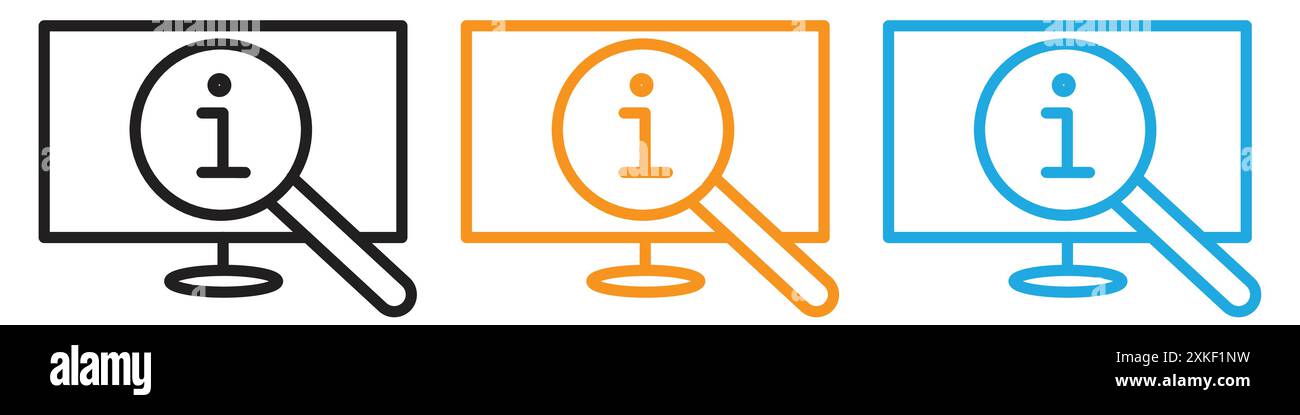 Researching information online icon vector logo set collection or ...