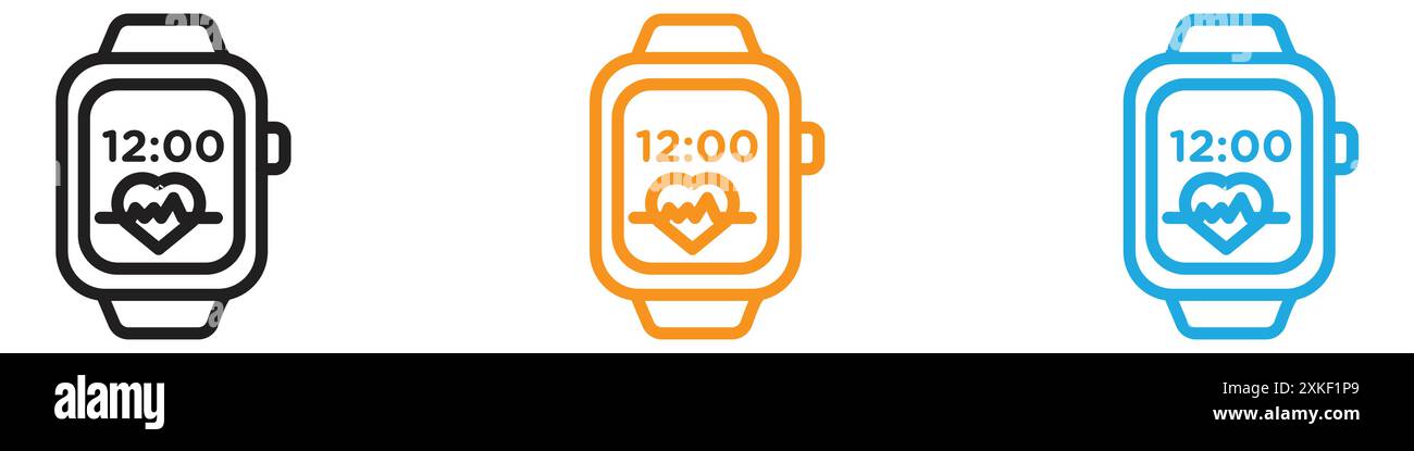 Smart watch icon vector logo set collection or bundle pack group Stock ...