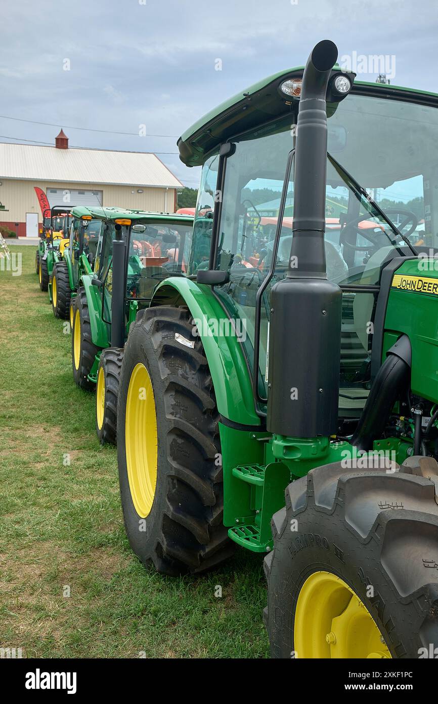 John Deere tractors painted in classic green and yellow livery Stock ...