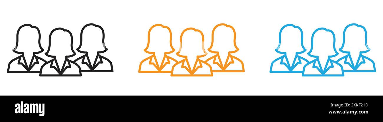 women team icon vector logo set collection or bundle pack group Stock ...